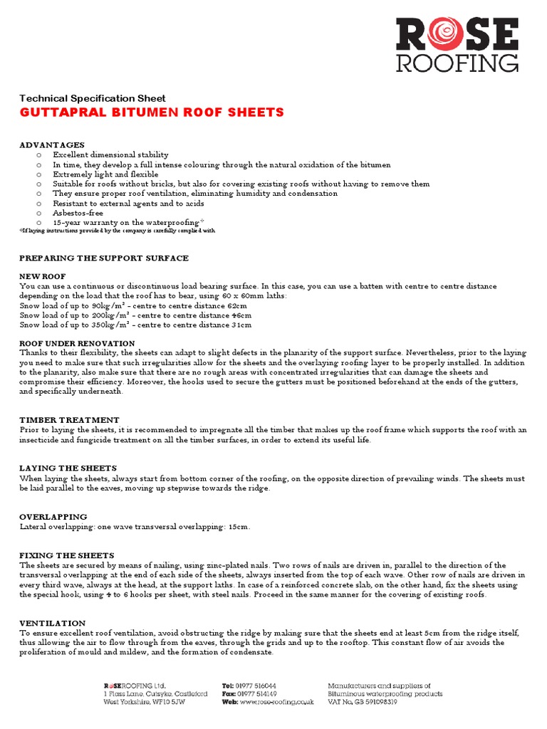 Ngói Bitum Spec | Download Free PDF | Roof | Building Engineering