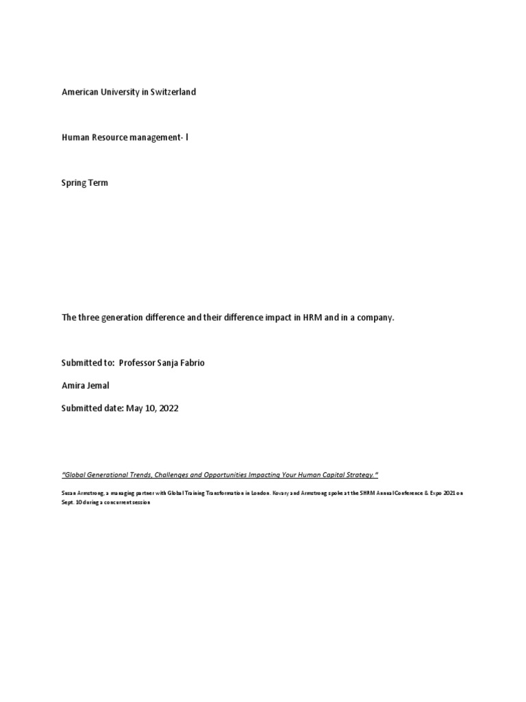 Generation Differences and HRM | PDF | Millennials | Baby Boomers
