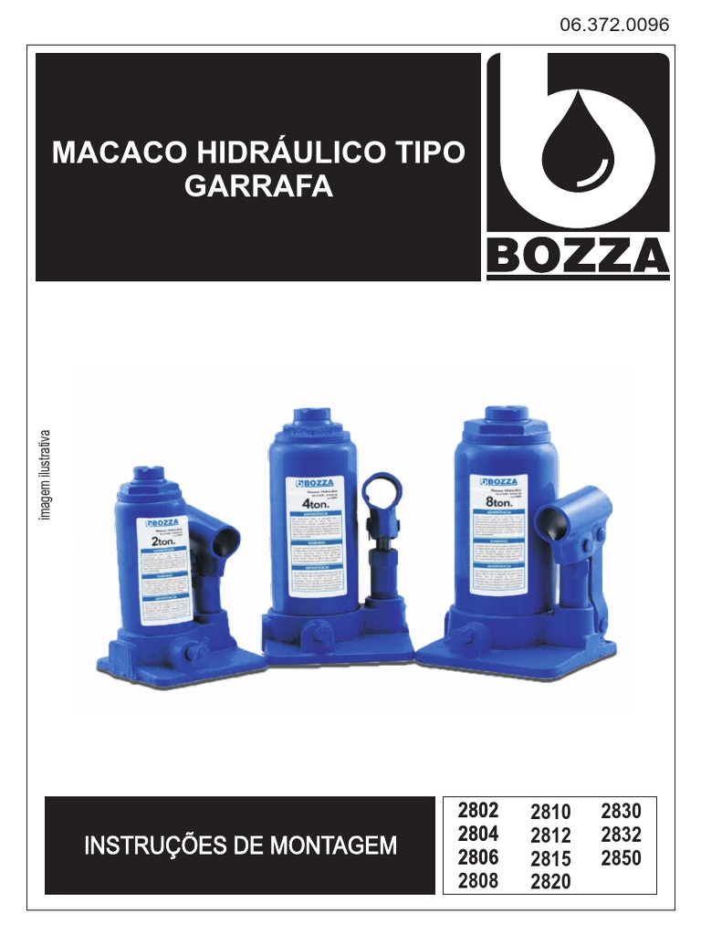 06.372.0096 Manual Instrucao Macaco Hidraulico Garrafa Ing Esp Port | PDF | Pistão | Máquinas