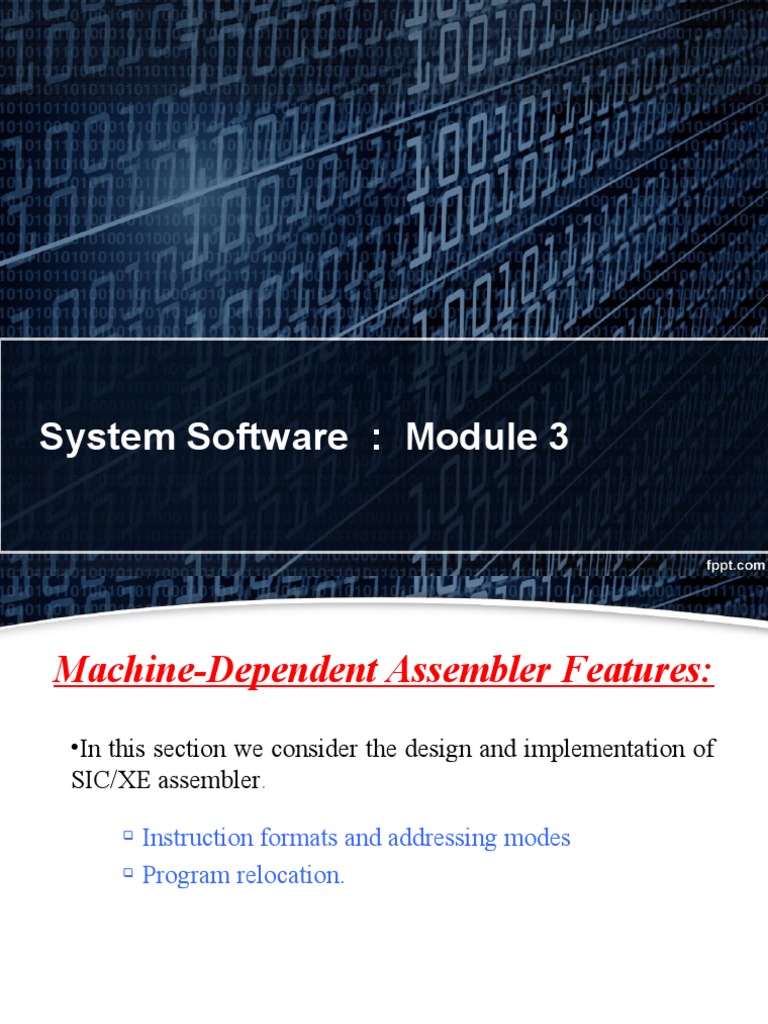 Machine Dependent Assembler Features Instruction Formats Addressing Modes And Program 