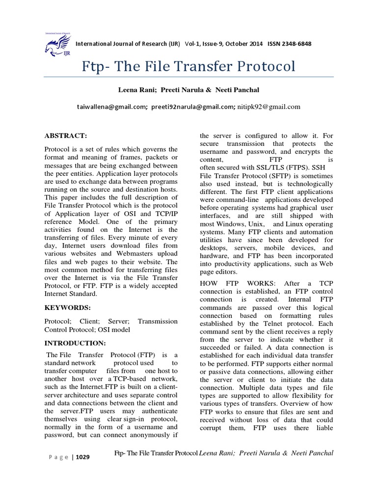 FTP - The File Transfer Protocol | PDF | File Transfer Protocol | Osi Model
