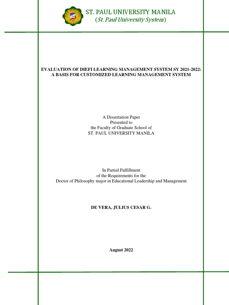 De Vera Dissertation Paper Validation Download Free Pdf Educational Technology Curriculum