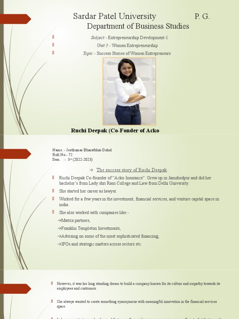Success Story of Ruchi Deepak at ACKO | PDF | Entrepreneurship | Insurance