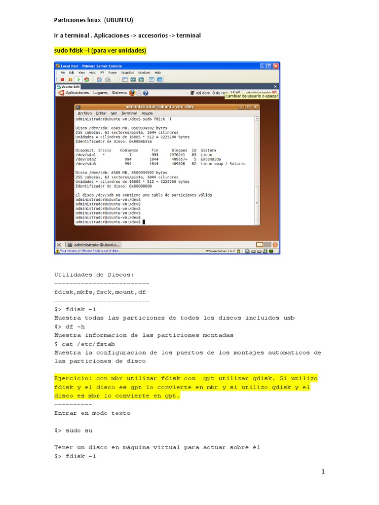 Guía de Particiones Linux en Ubuntu | PDF | Familias de sistemas operativos | Gestión de datos