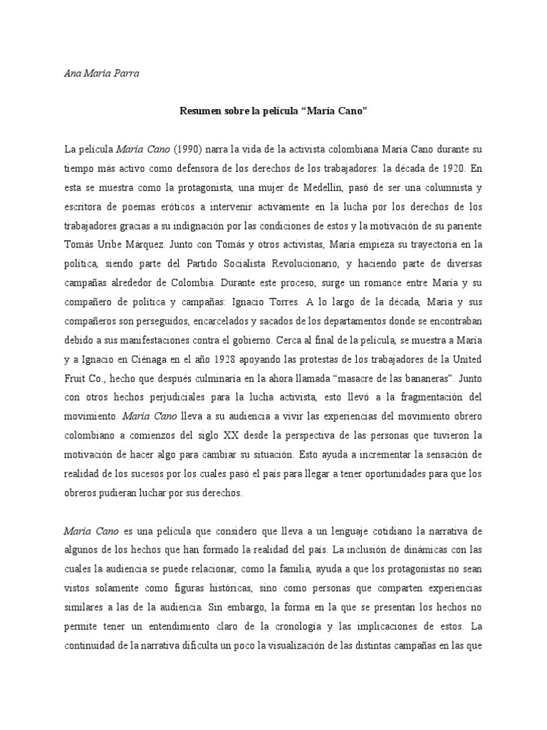 Resumen Maria Cano1 | PDF | Ciencias sociales