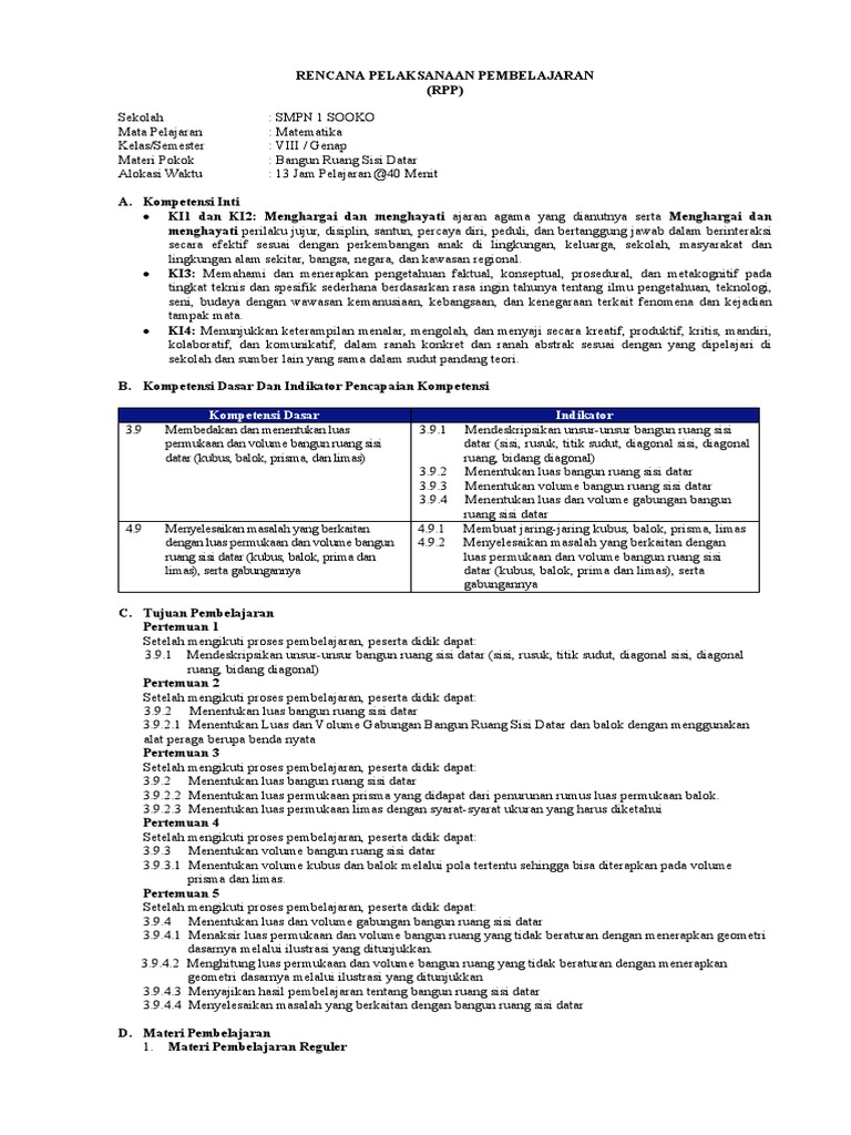 RPP 8 Bangun Ruang Sisi Datar | PDF