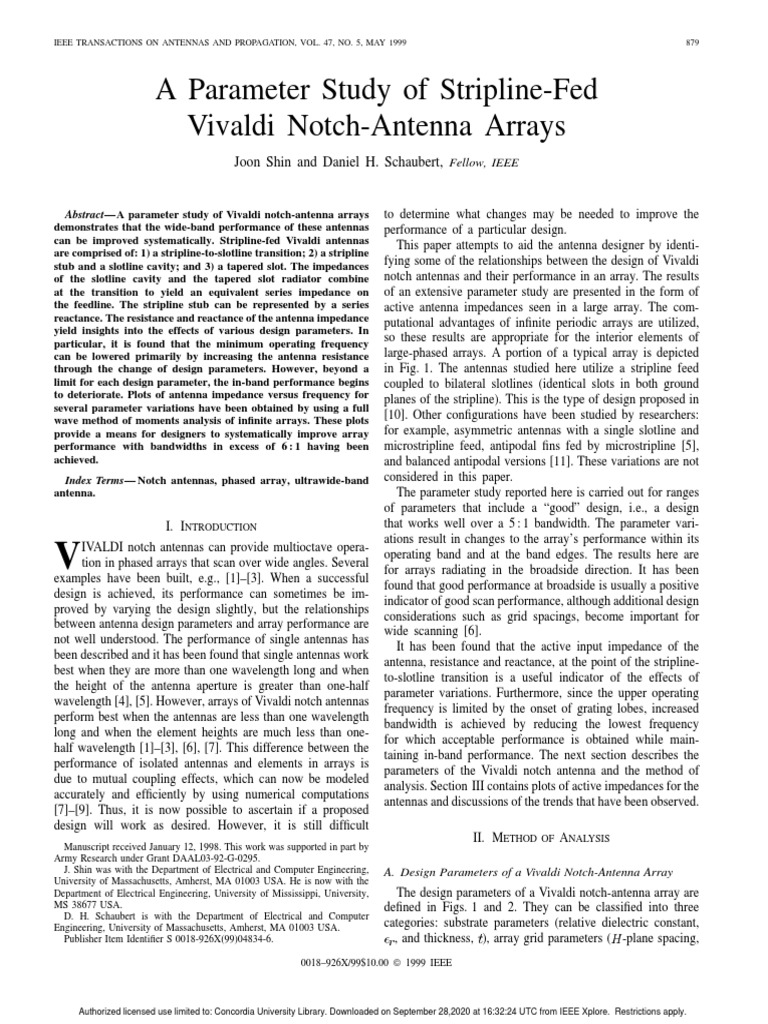 A Parameter Study of Stripline-Fed Vivaldi Notch-Antenna Arrays | PDF | Antenna (Radio ...