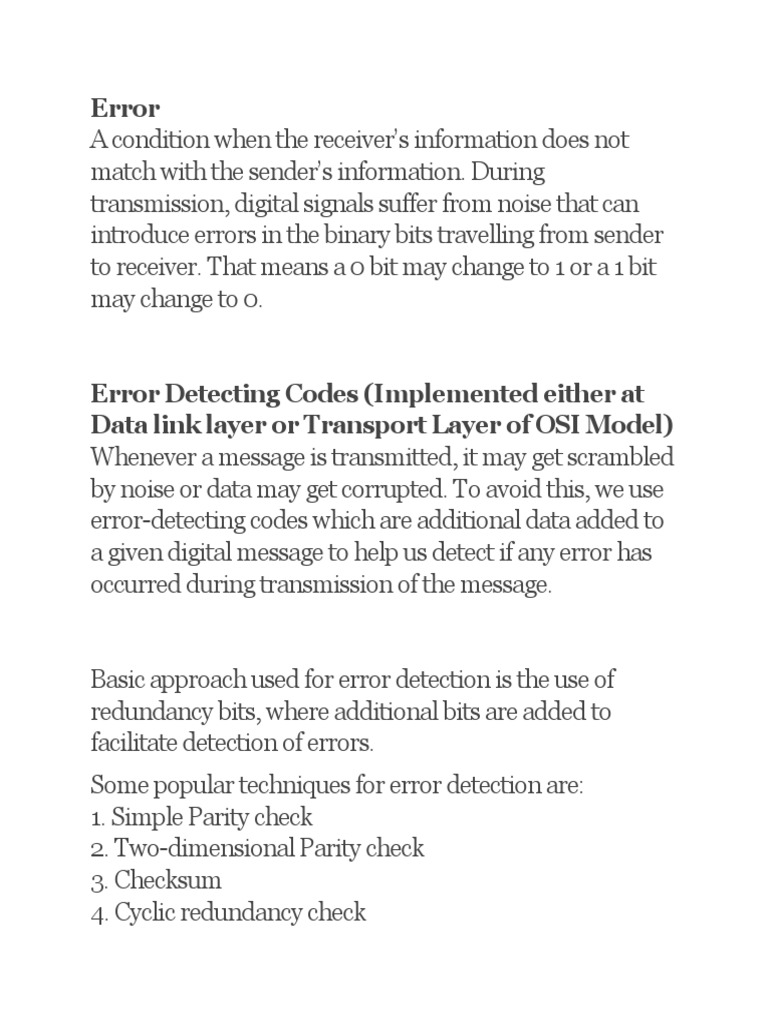 Error Pdf Error Detection And Correction Fault Tolerance