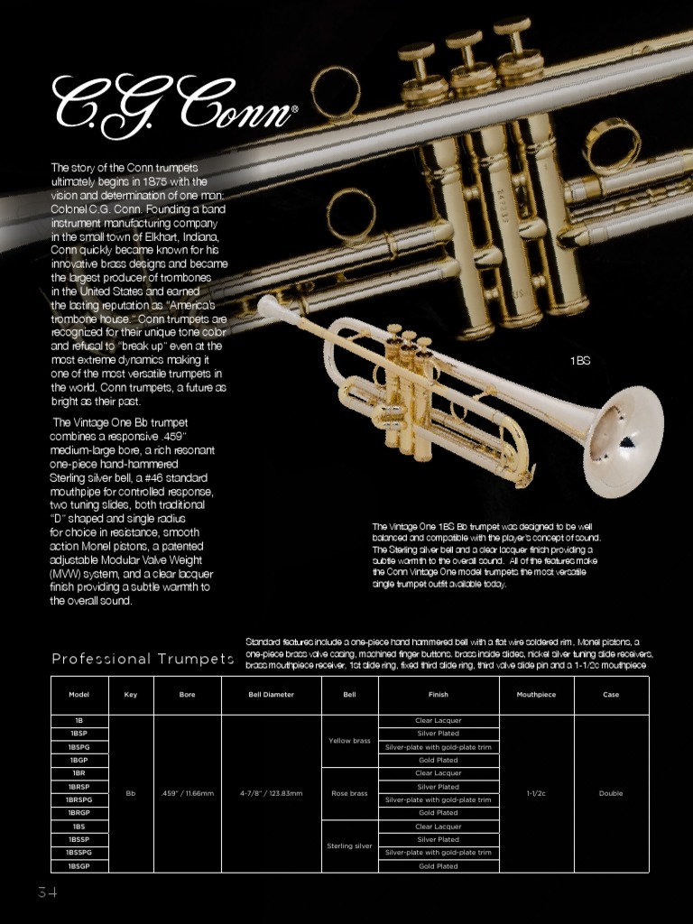 Conn Vintage One Bb Trumpets Guide | PDF | Trumpet | Trombone