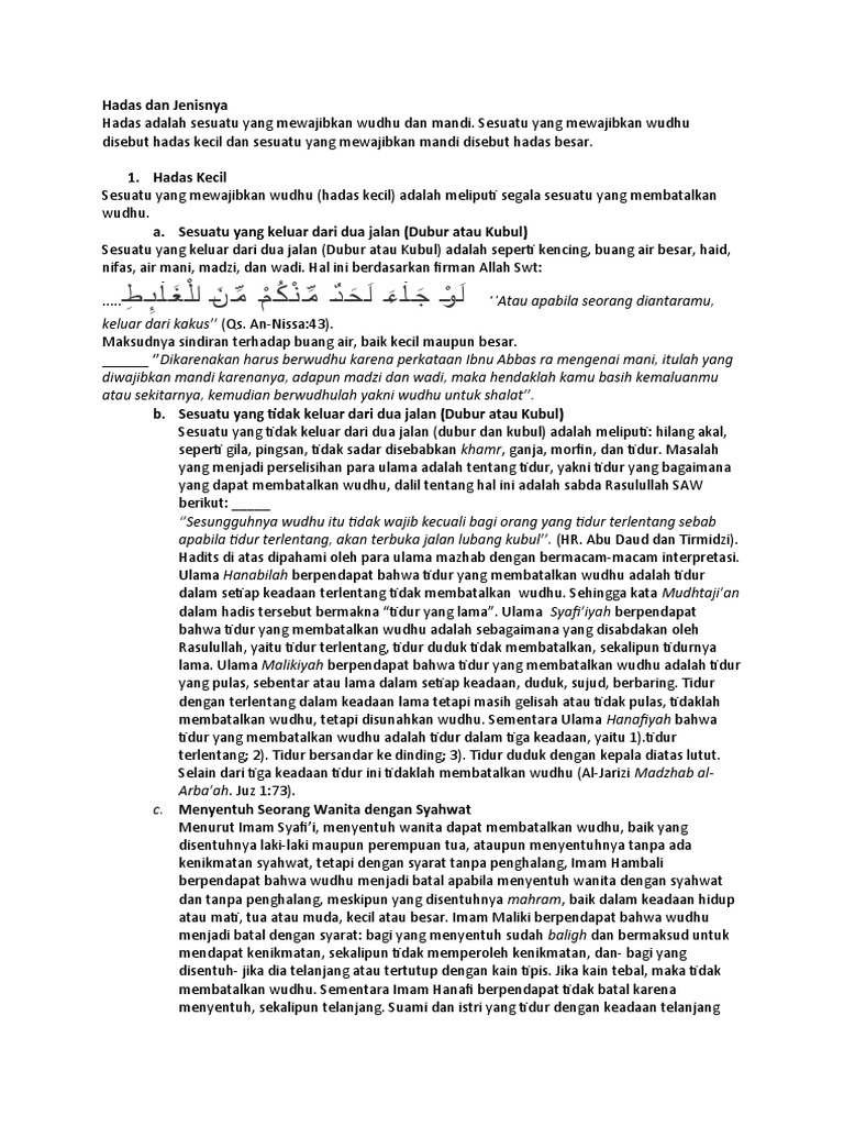 Pengertian Dan Macam Macam Hadas | PDF Pengertian Dan Macam Macam Hadas | PDF