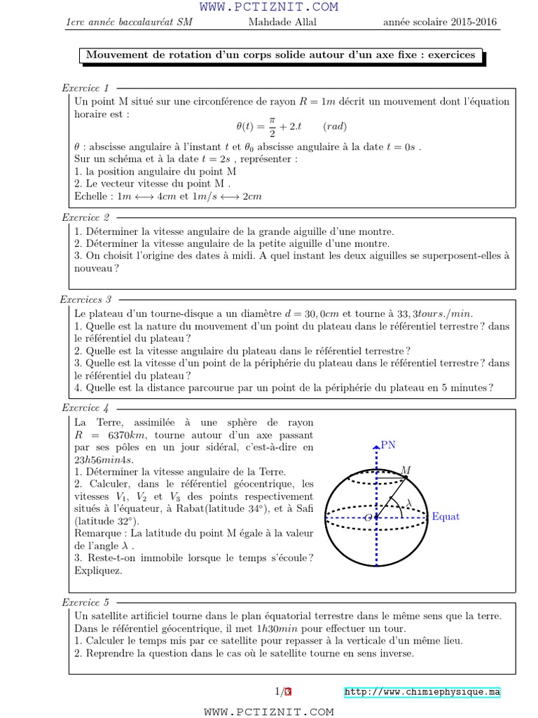 Série 2 (PR Mahdade Allal) | PDF | Mouvement de rotation | Phénomène ...