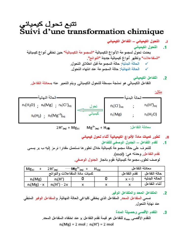 تتبع تحول كيميائي | PDF