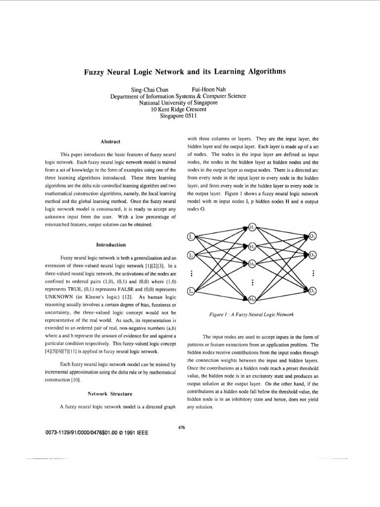Fuzzy Neural Logic Network And Its Learning Algorithms Pdf Fuzzy Logic Machine Learning