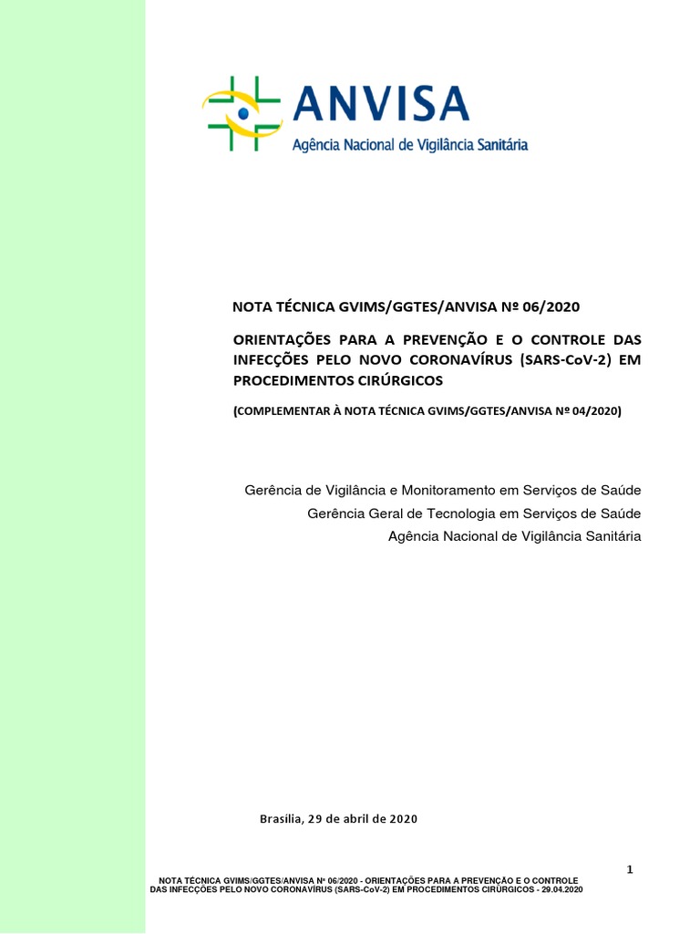 Orientações Para Prevenção E Controle De Infecções Pelo Novo
