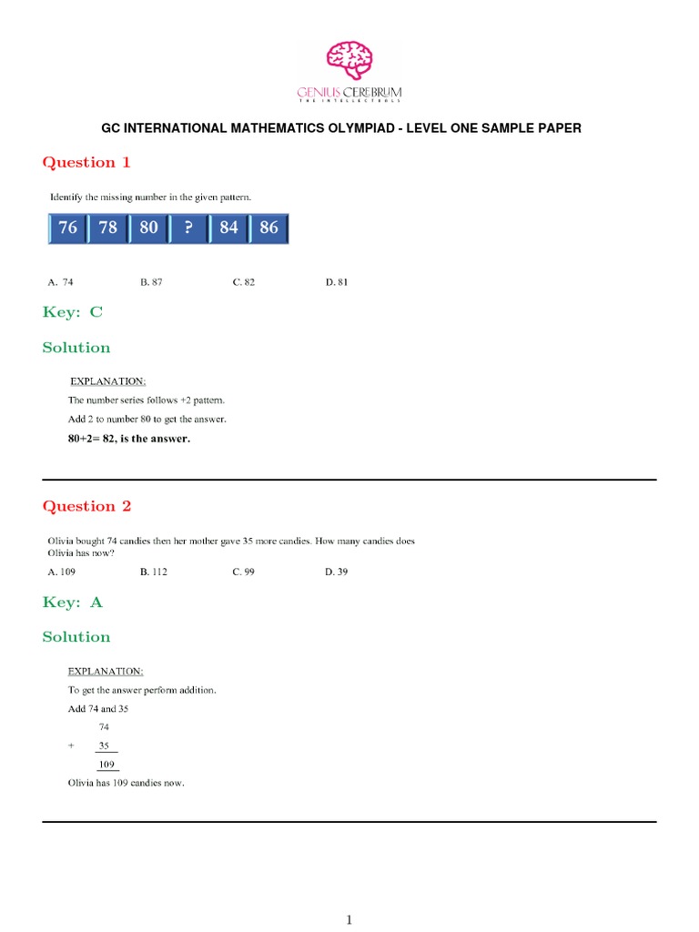GIMO 2021 Level 1 Mock Test 1 | PDF