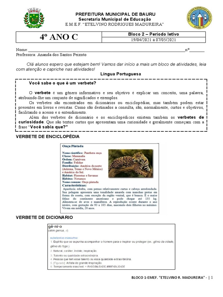 Verbete de Dicionário e Conto | PDF | Calendário