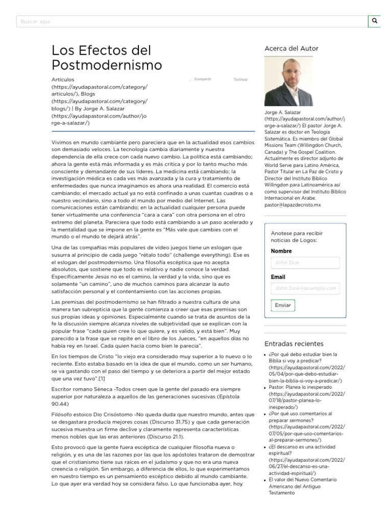 Los Efectos Del Postmodernismo | PDF | Dios | Verdad