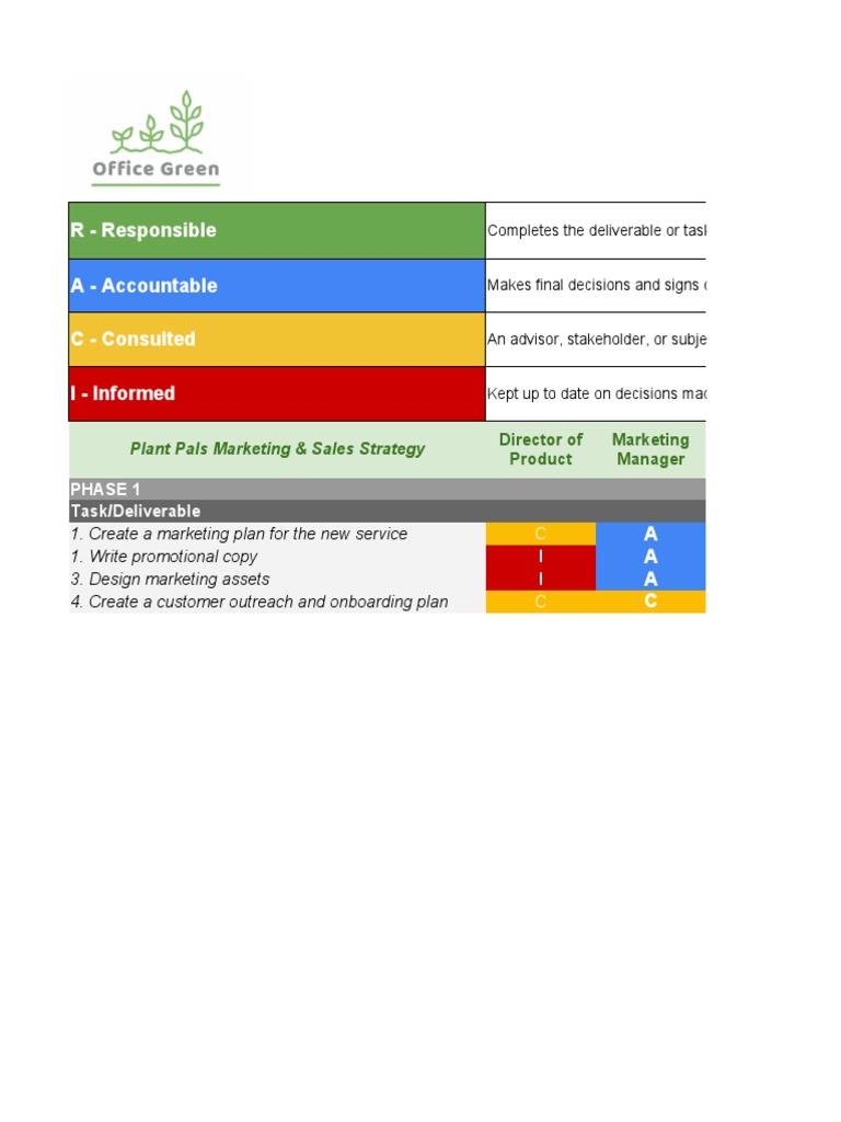 Activity Template - RACI Chart - Phase 1 | PDF | Art