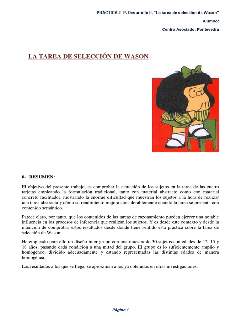 Influencia del Contenido en la Tarea de Wason | PDF | Verdad | Science