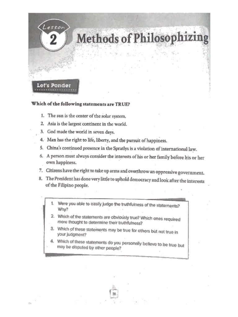 Module 2 Lesson 2 Methods of Philosophizing | PDF | Education Theory | Communication