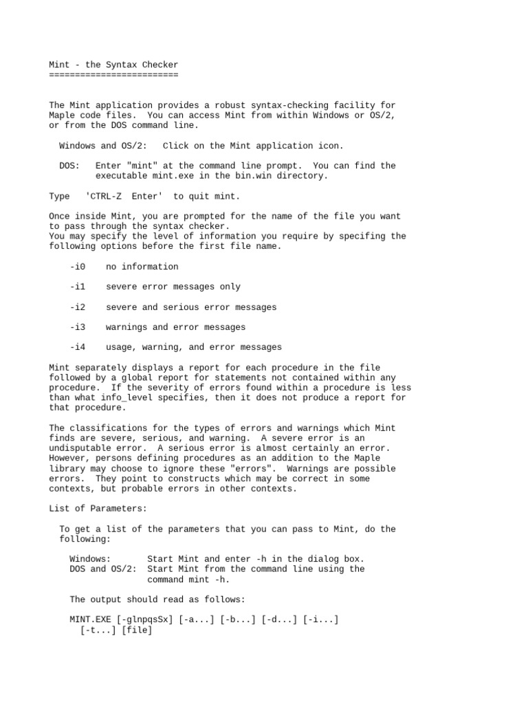 MINT | PDF | Command Line Interface | Computer File