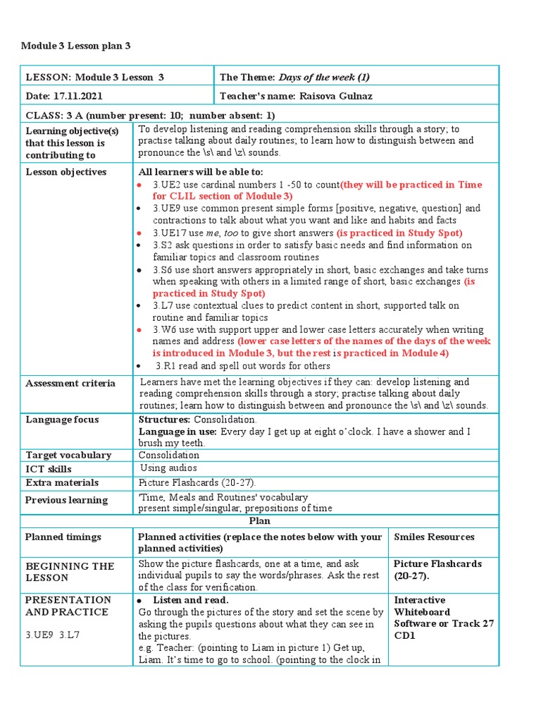 (They Will Be Practiced in Time For CLIL Section of Module 3) (Is Practiced in Study Spot) | PDF ...