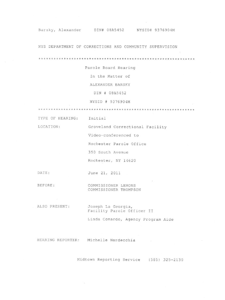 Barsky Parole Hearing Trasnscript | PDF