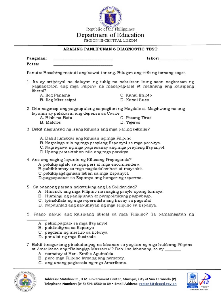 Grade6 - AP Assessment Tool | PDF