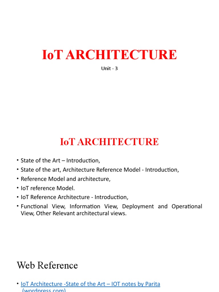 Unit - 3 Iot Architecture - C | PDF | Internet Of Things | Computer Network