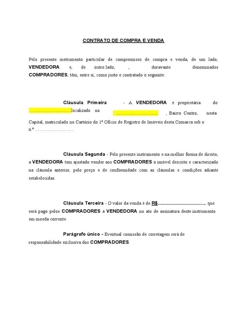 Contrato de Compra e Venda Simples | PDF | Adjudicação | Direito Comum
