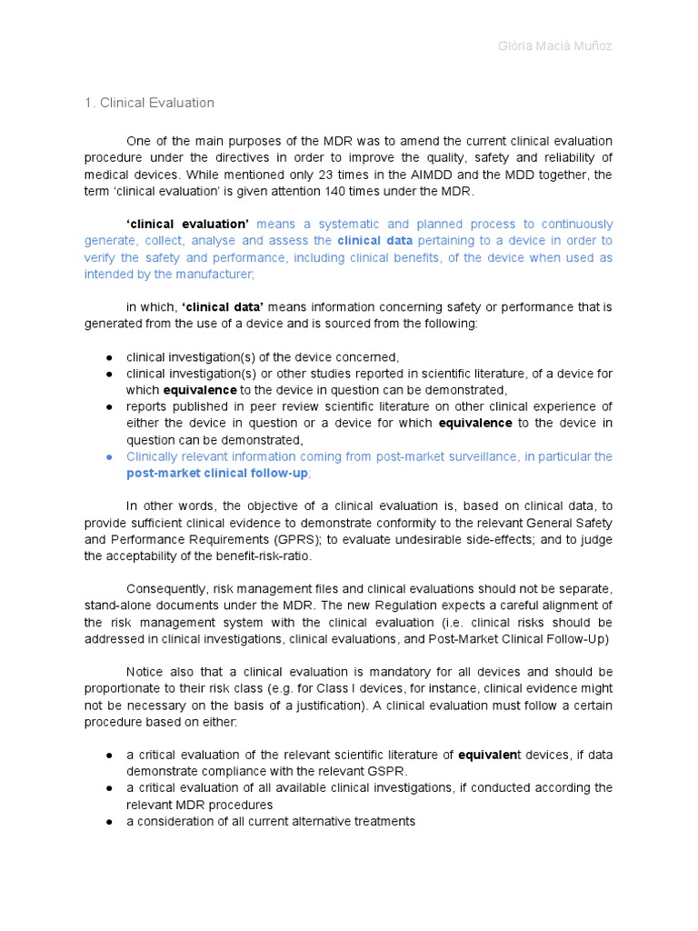 MDR - Clinical Evaluation | PDF | Clinical Trial | Medical Device