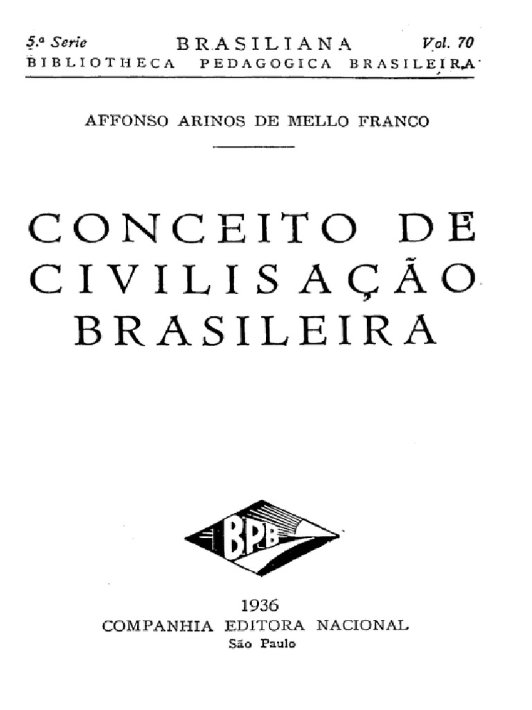 De Mello Franco, Afonso Arinos. Conceito de Civilização Brasileira | PDF