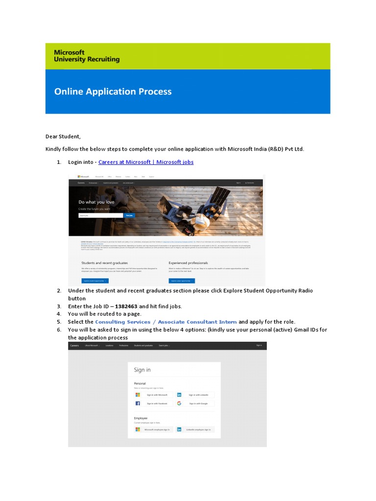 Applictaion Process - ACON - Internship | PDF