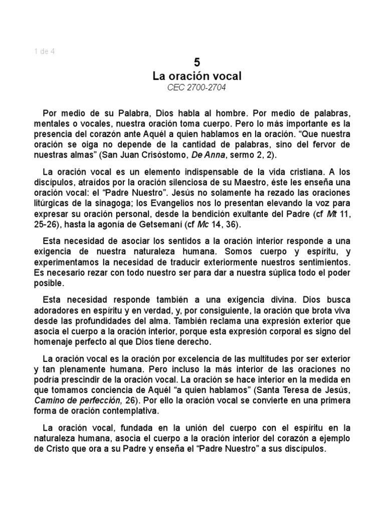 La Oración Vocal | PDF | Oración | orador del Señor