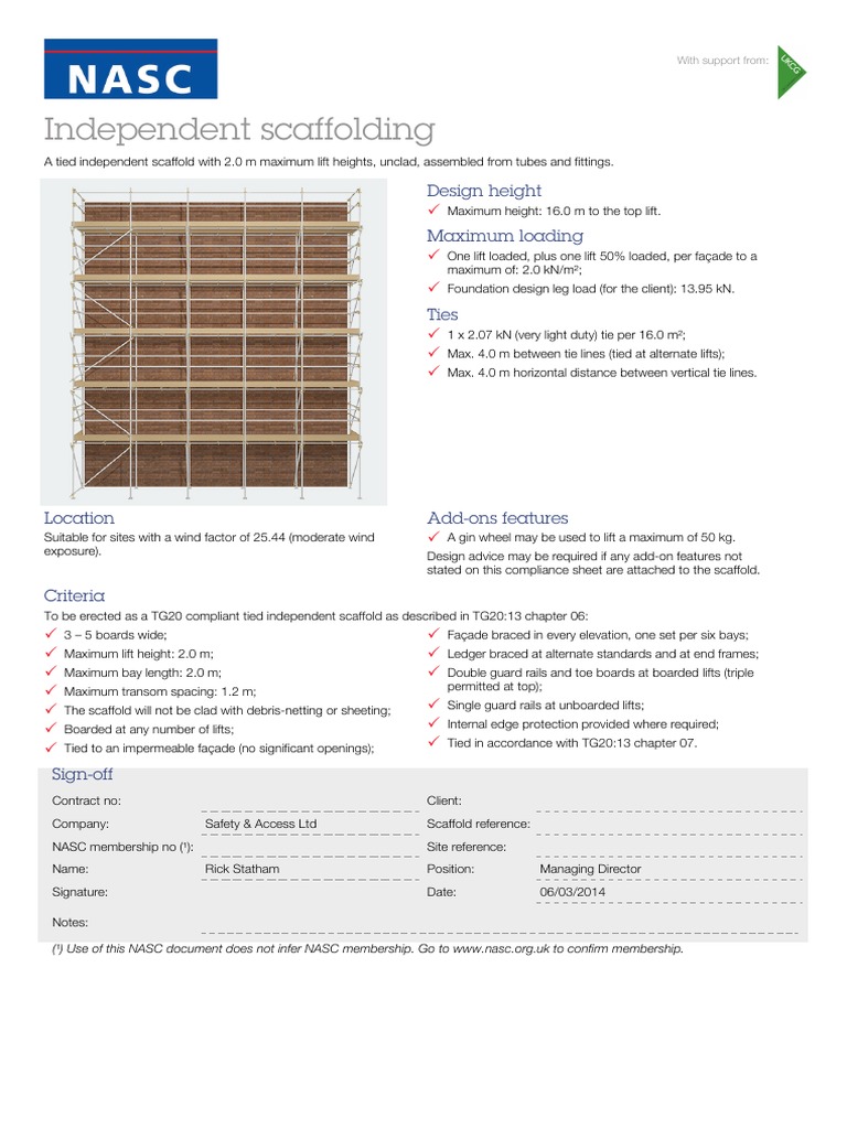 Independent Scaffold Design Compliance | PDF | Scaffolding | Economic ...