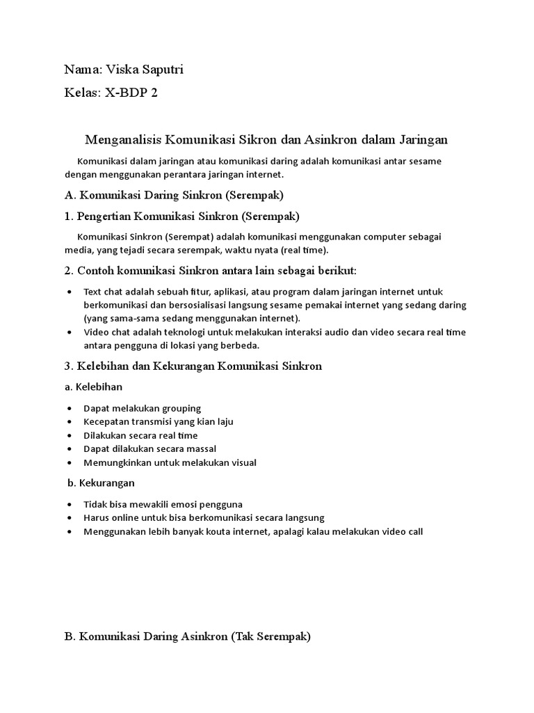 Kesimpulan Dari Materi Menganalisis Komunikasi Sinkron Dan Asinkron ...