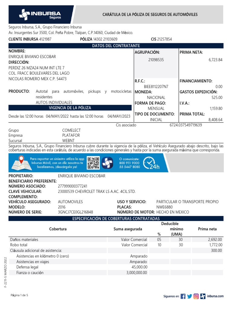 Comprobante Seguros21257854 | PDF | Póliza de seguros | Seguro