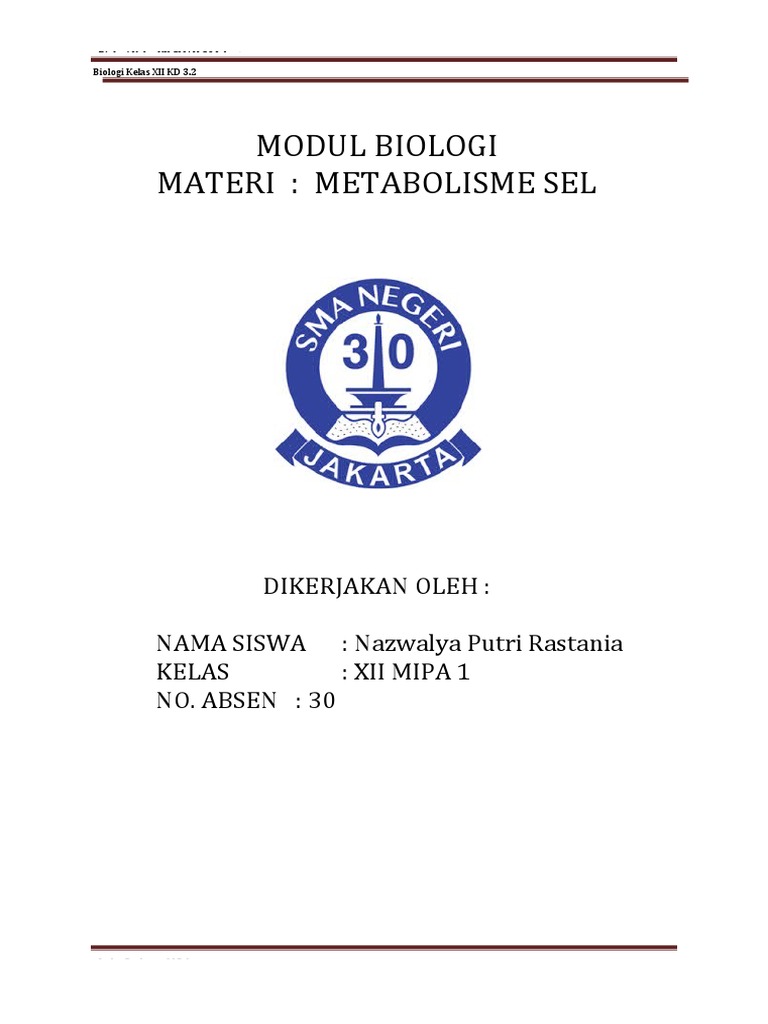 Nazwalya Putri - 30 - XII MIPA 1 - Modul Metabolisme Kelas XII (Indar ...