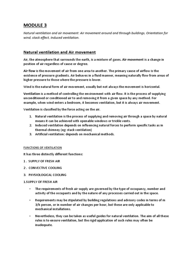 Module 3 | PDF | Ventilation (Architecture) | Convection