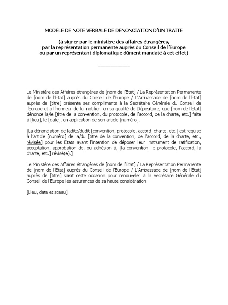 Modele Note Verbale D nonciation PDF