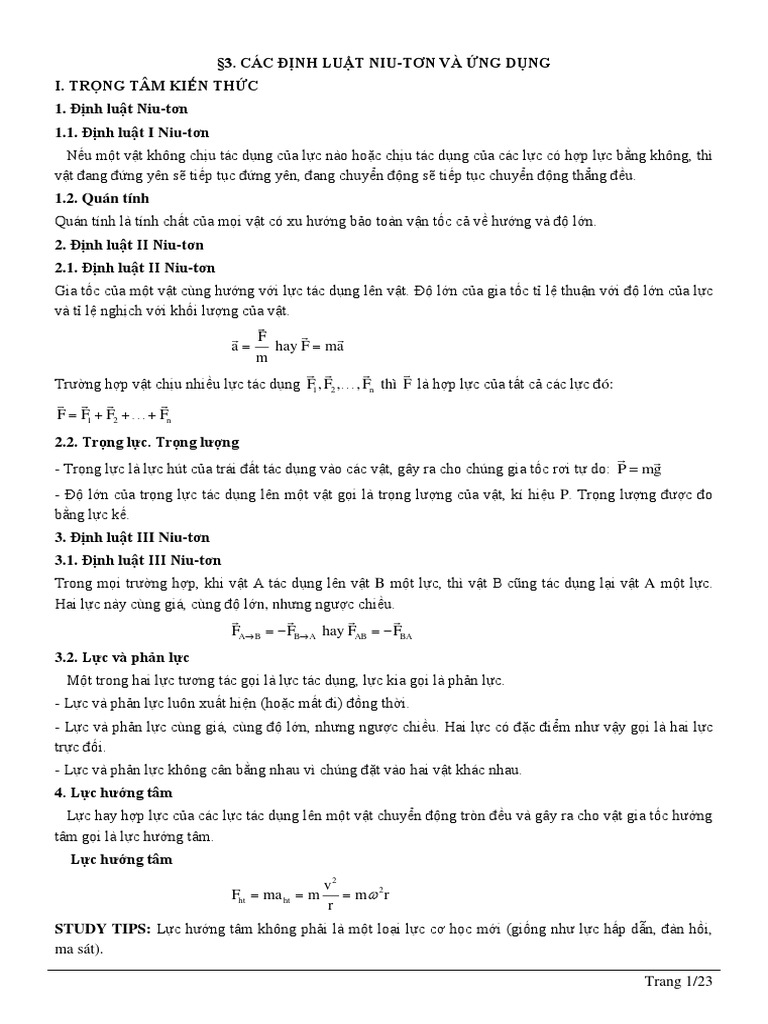 3-Các Định Luật Niuton Và Ứng Dụng | PDF