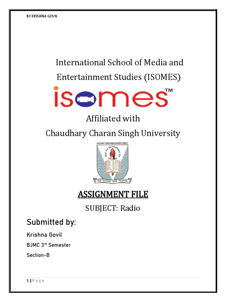 Assignment Radio PDF Krishna Govil | PDF