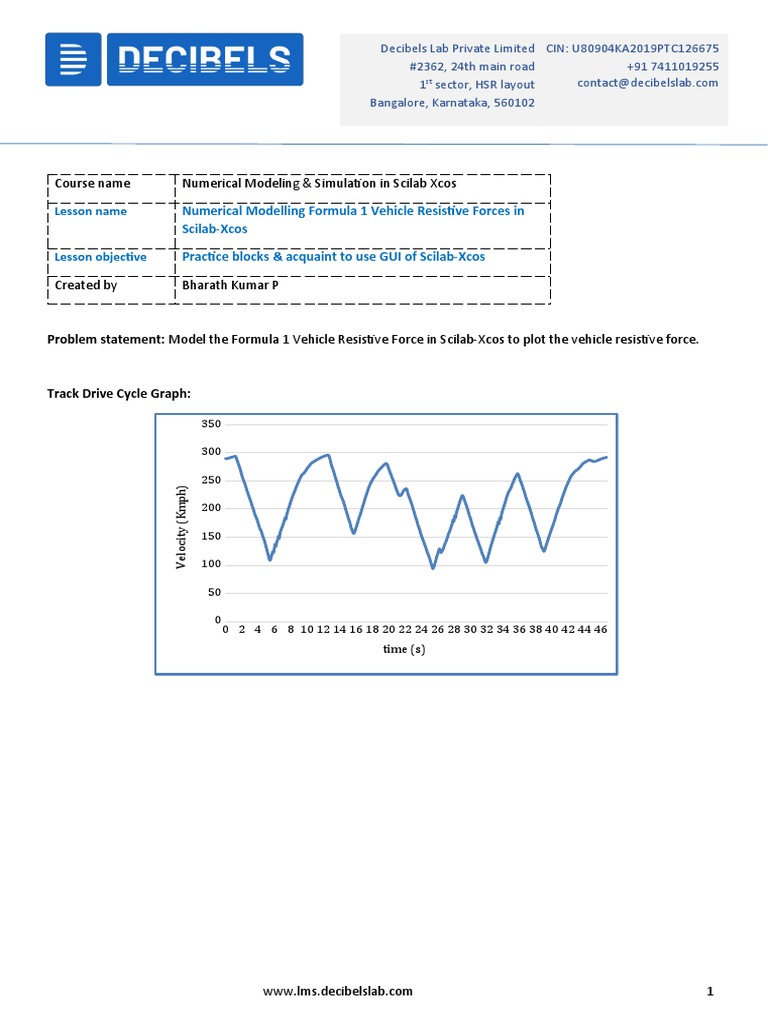 Numerical Modelling Formula 1 Vehicle Resistive Forces in Scilab-Xcos Practice Blocks & Acquaint ...