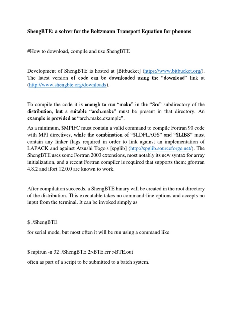 ShengBTE: Phonon BTE Solver Guide | PDF | Thermal Conductivity | Crystal Structure