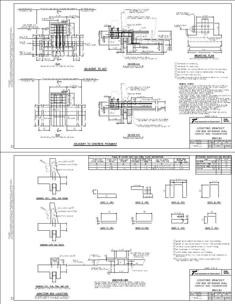 Light Pole On MSE Walls Details-Texas | Download Free PDF | Building Engineering | Building ...