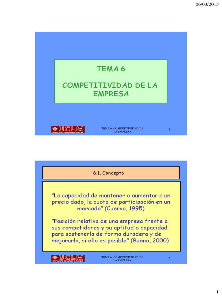 Tema 6 - Competitividad de La Empresa | PDF | Business | Economias