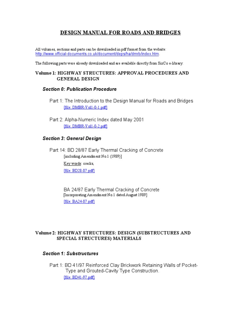 Design Manual For Roads and Bridges | PDF