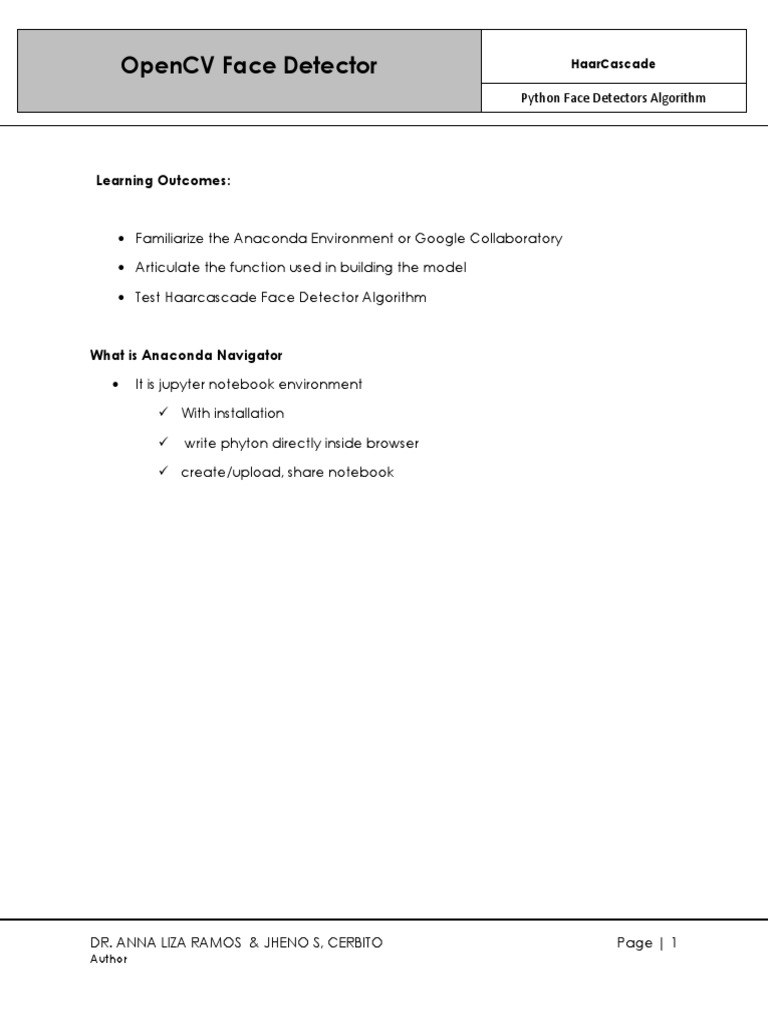 Face Detection Haarcascade Pdf Python Programming Language 1896
