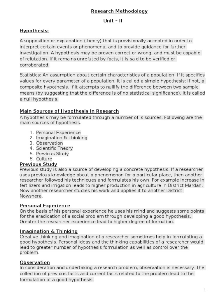 Research Methodology Notes | PDF | Hypothesis | Level Of Measurement
