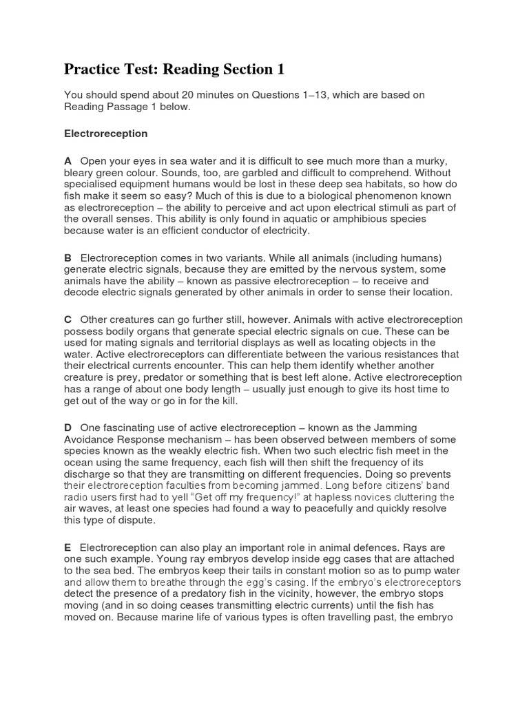 Reading Test Practice A | PDF | Time Travel | Predation